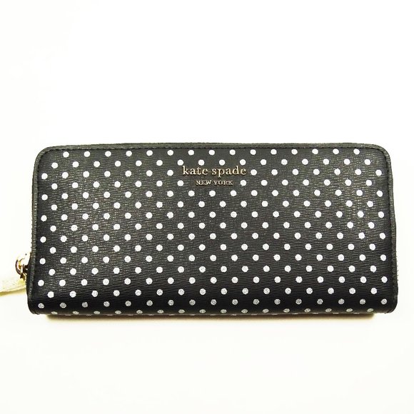 kate spade | Bags | Kate Spade Spencer Black Color Metallic Dot Slim ...